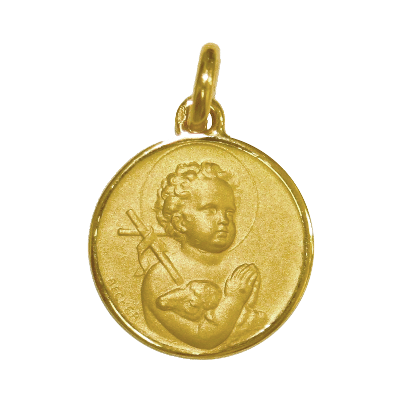 Medaille de bapteme Saints et Symboles en or - Maison Laudate