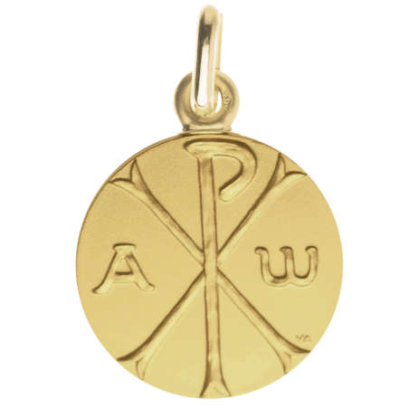 Médaille de Baptême Symbole du Chrisme Or 9 Carats - Maison Laudate